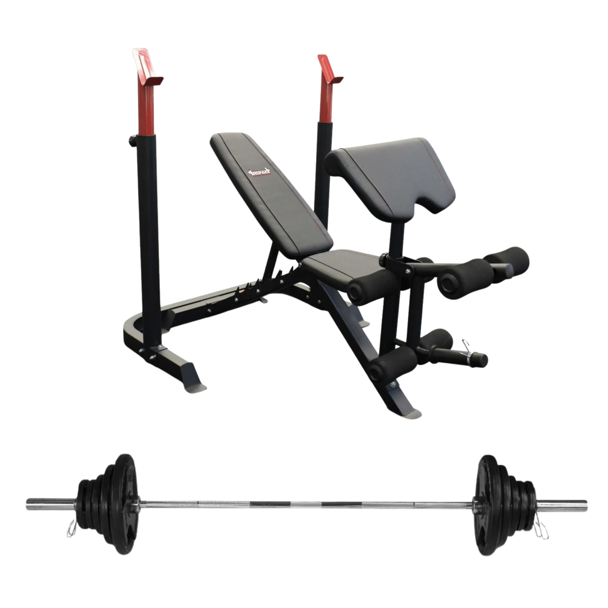 BP7 Heavy-Duty Bench Press with Olympic 7ft Barbell & 120kg Weights ...