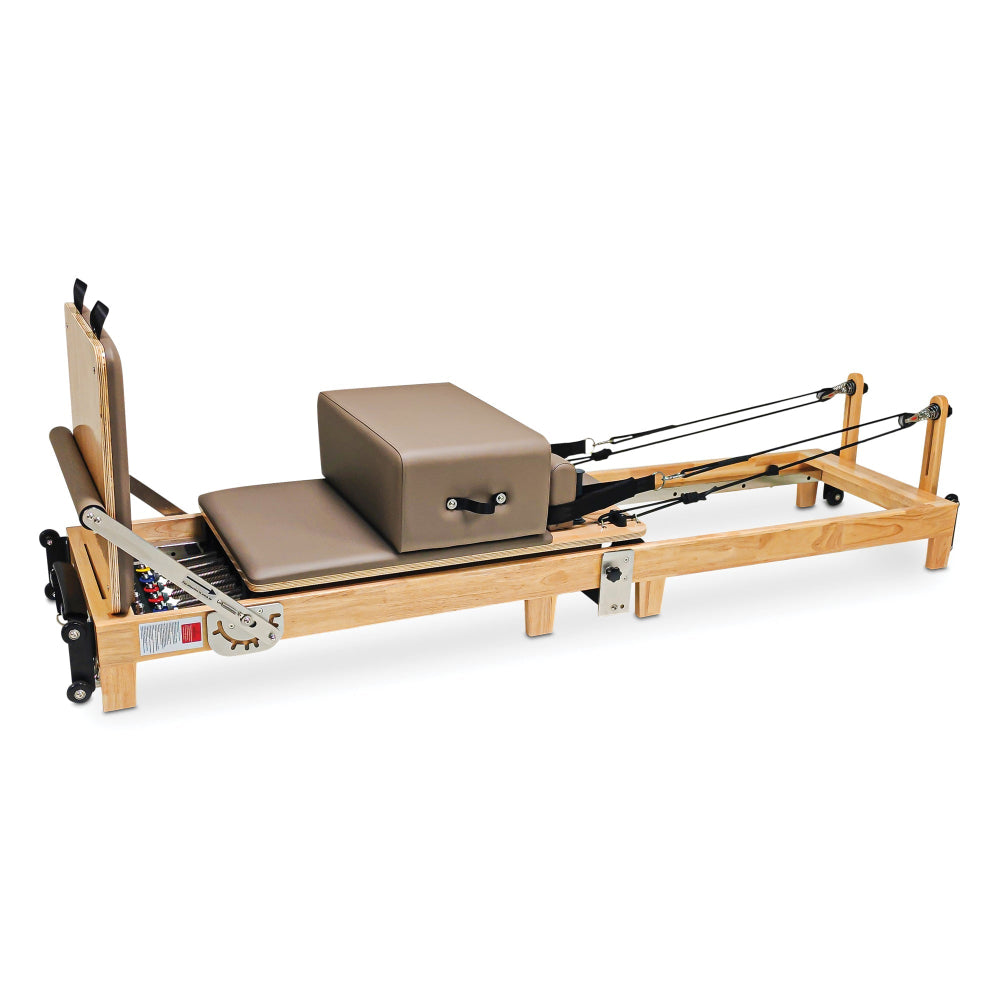 Compact Foldable Pilates Reformer with Oakwood Frame | Home Pilates ...
